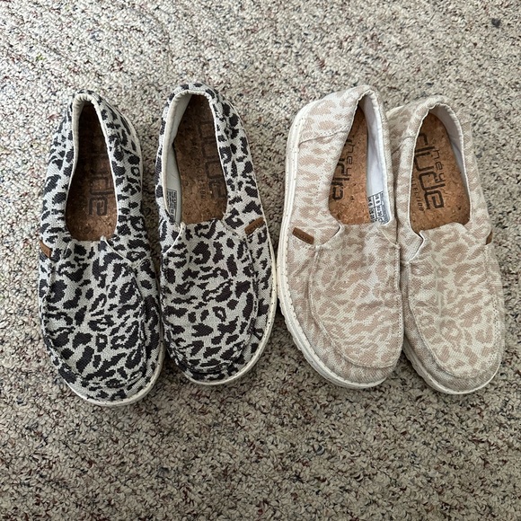 Hey Dude | Shoes | Hey Dude Womens Leopard Print Slipon Loafers Black ...